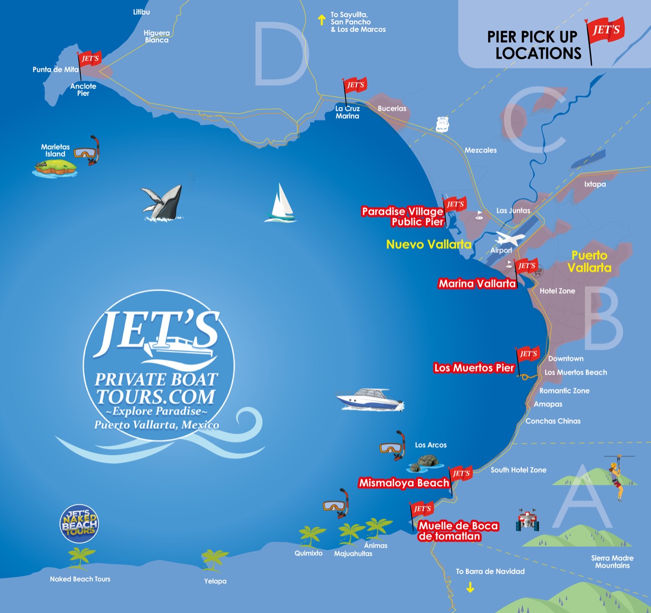 Transport and Departure Docks | Jet's Private Boat Tours